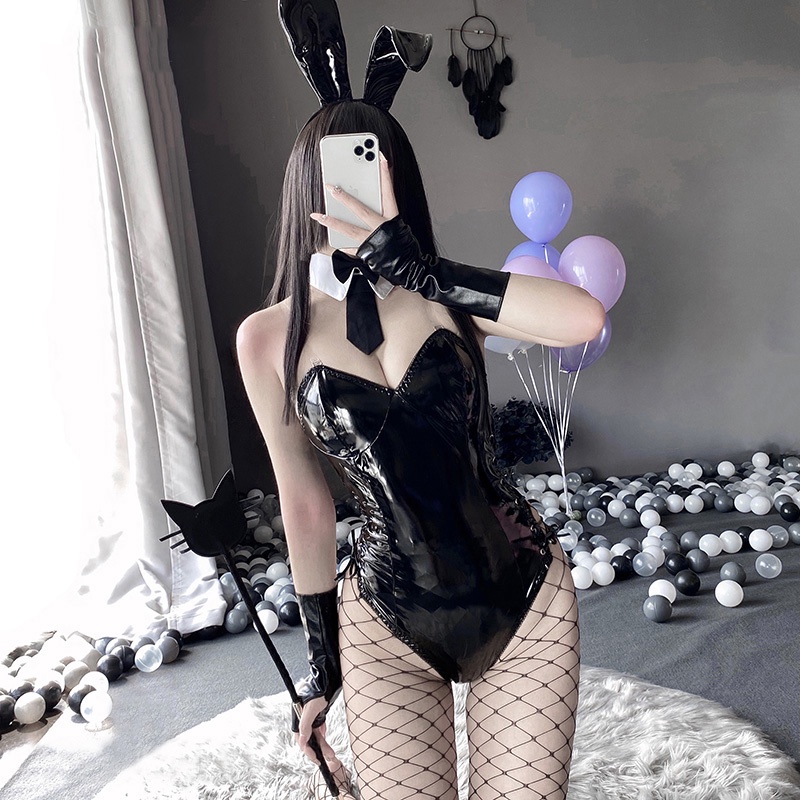 Cosplay Bunny Costume Pu Leather One Piece Bodysuit Mai Sakurajima