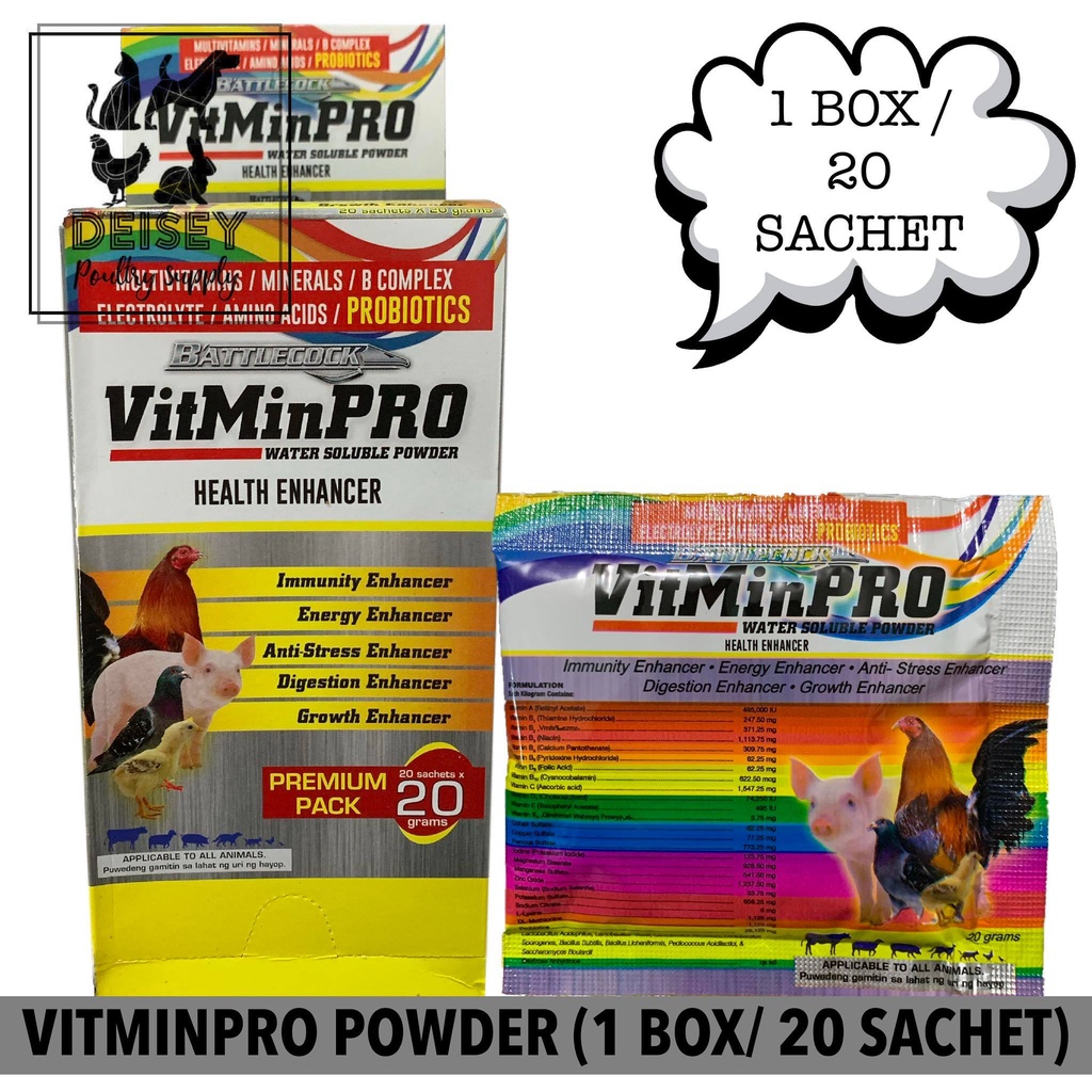 Battlecock Vitmin pro powder - 20grams (1 BOX/ 20 Sachets) | Shopee ...
