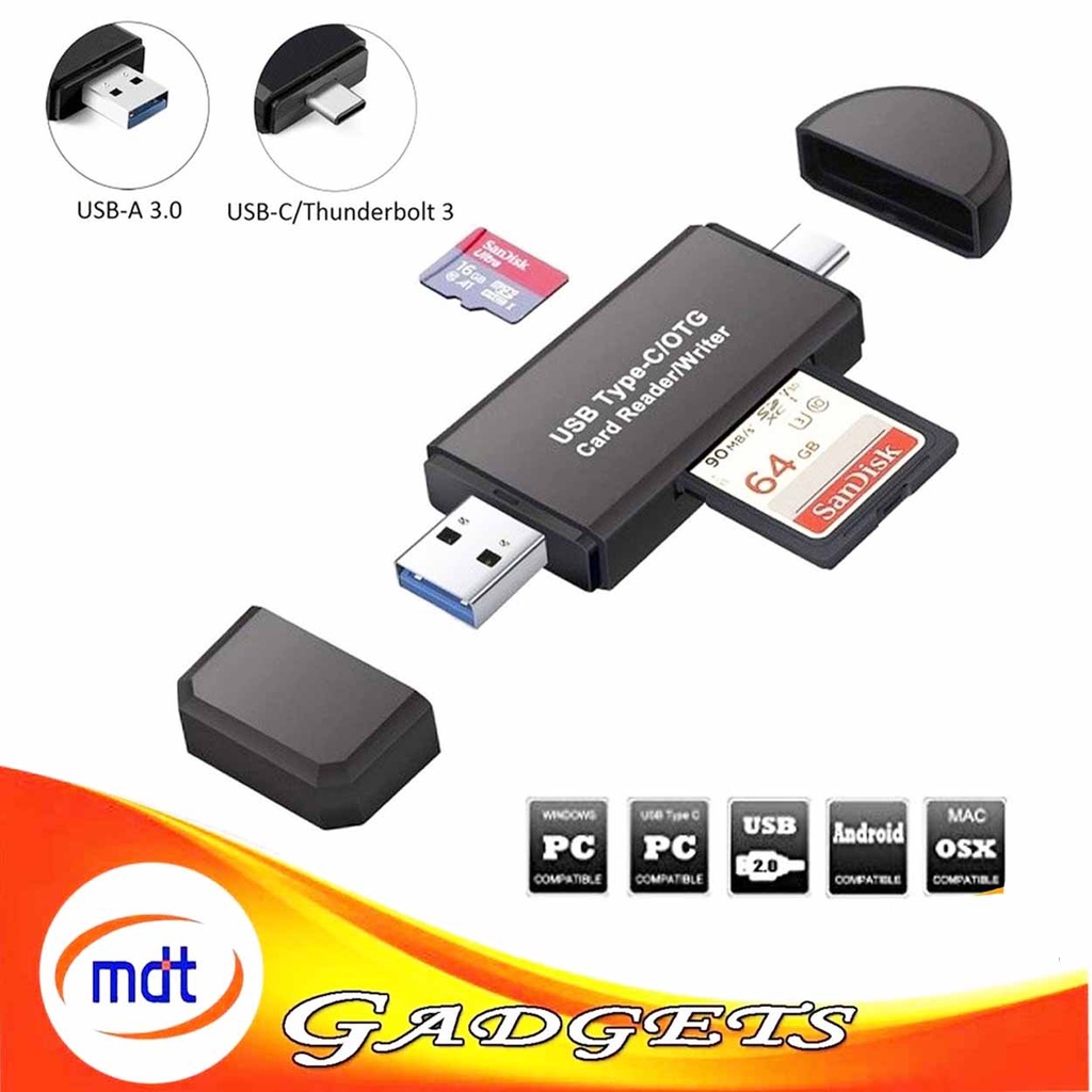 SD/Micro SD Card Reader Writer USB 2.0 Memory Card Reader OTG Adapter ...