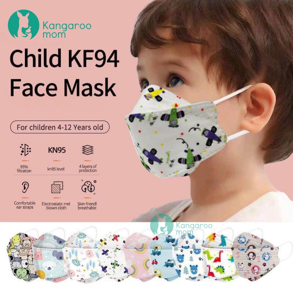 10PCS KF94 Korea Design Face Mask Kids Facemask 4ply Fish Shape Non ...