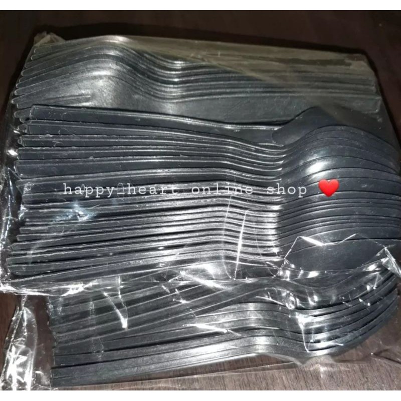 Black Disposable Spoon & Fork/Plastic/50 pcs | Shopee Philippines