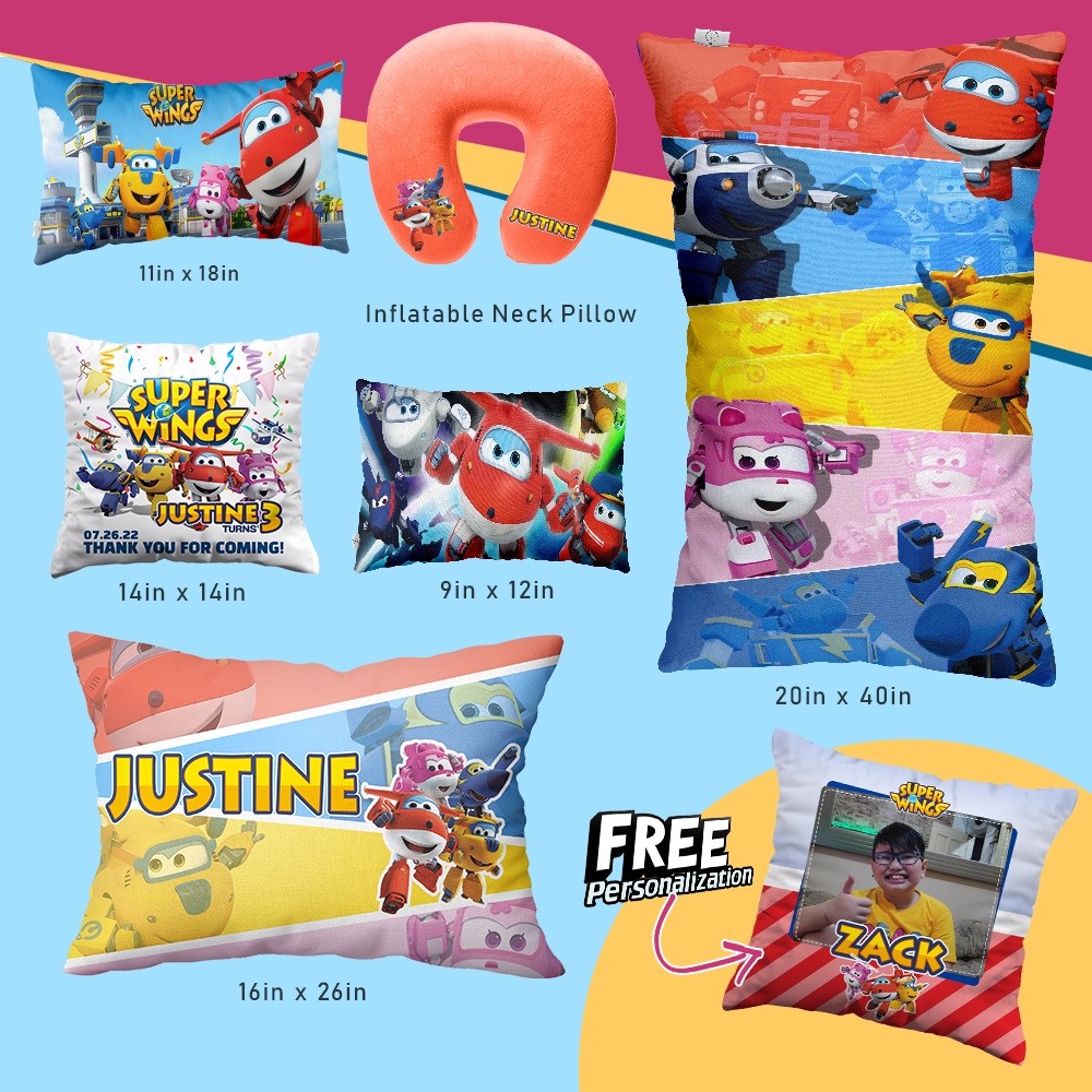 DIY Super Wings Pillow Design Collection Assorted Pillow Sizes for Kids ...