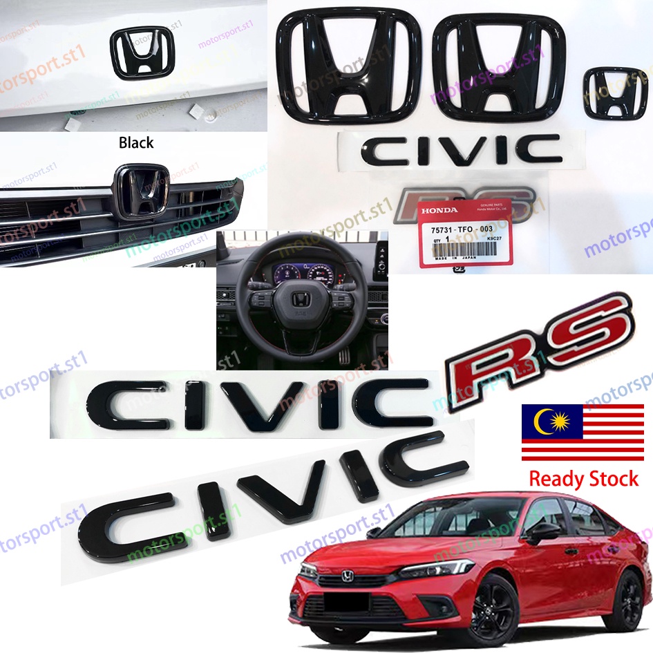 Honda Civic FE 2022-2025 Honda Logo Emblem Piano Black Civic Logo Front ...