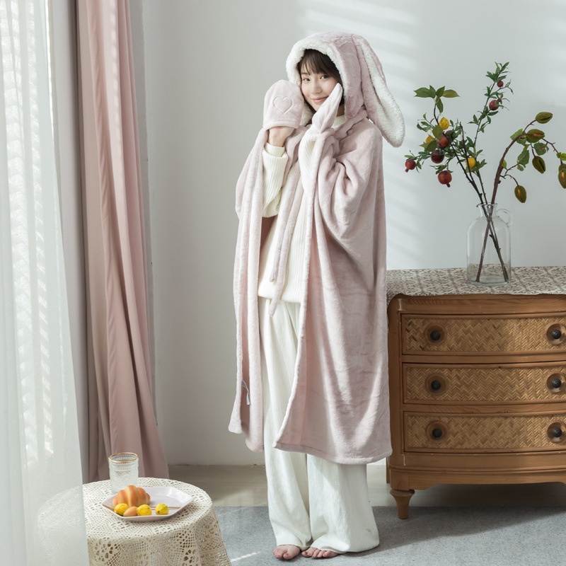 Rabbit Ear Cloak for Office Nap Lamb Air Conditioning Blanket Sofa ...