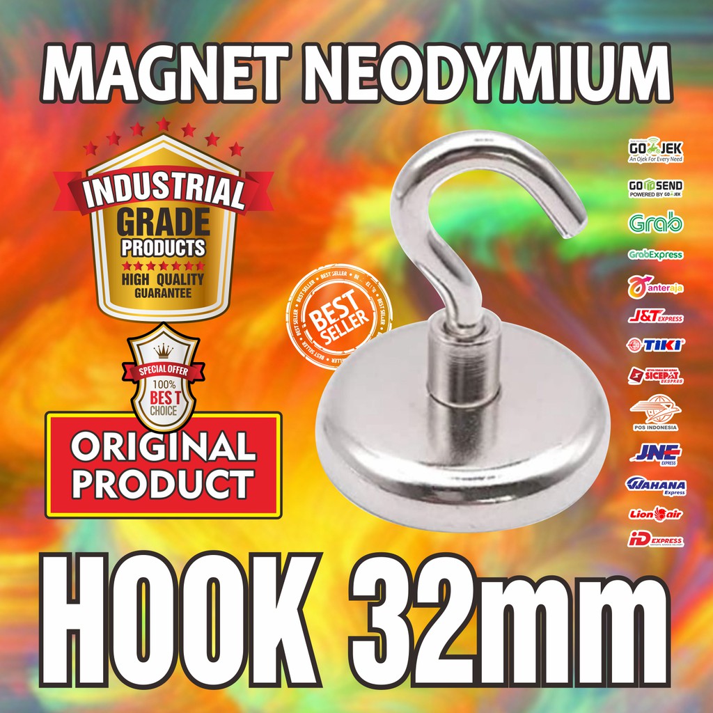 Neodymium Super Strong Hook 32mm Magnets Can Lift 10kg Load | Shopee ...