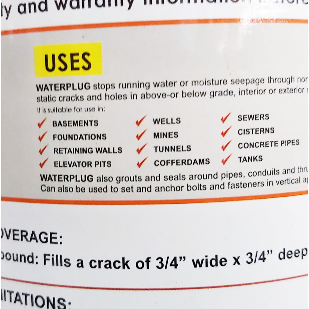 Thoro Waterplug Fast Setting Cement 1 Liter Water Plug | Shopee Philippines