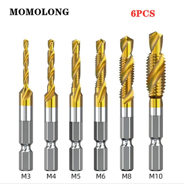 M3-M10 Tap Drill Bits Shank Titanium Coated HSS Drilling Tap Bits ...