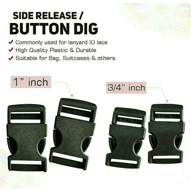 100 pcs Side Release / ID Button Dig Black for ID Sling | Shopee ...