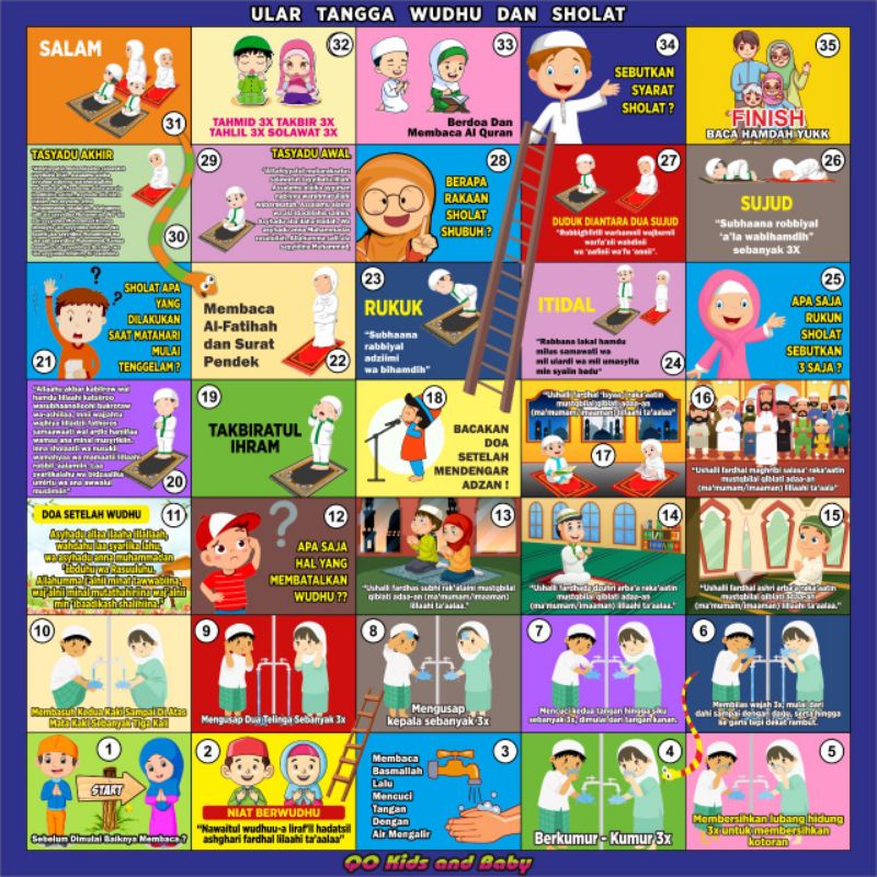 2x2 mtr Ablution and prayer for snakes and ladders Montessori playmat ...