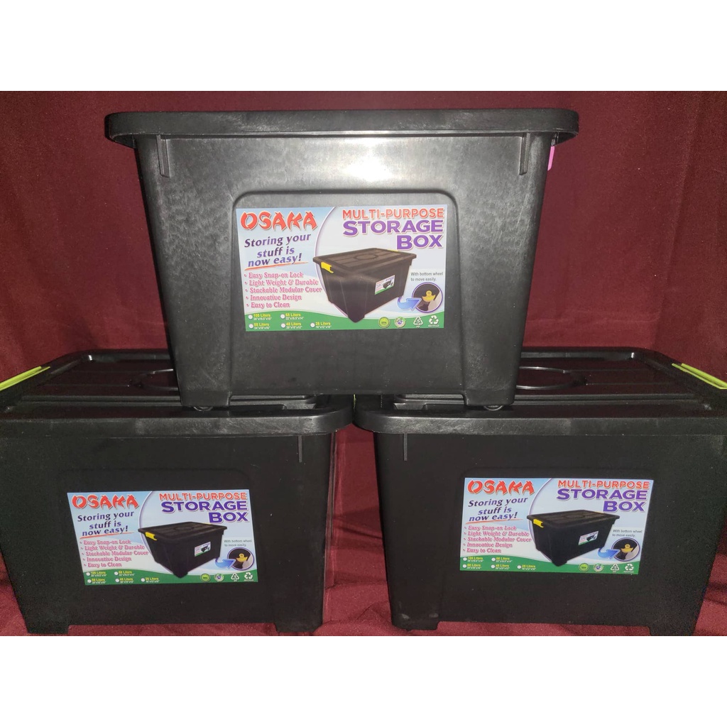 3PCS heavy duty storage box with cover lock and wheels 16x12x10 inches ...