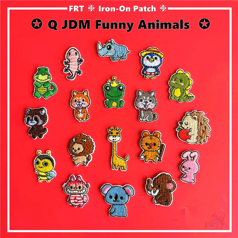 ☸ Q JDM Funny Animals Iron-on Patch ☸ 1Pc Husky Lion Frog Gecko Bee ...