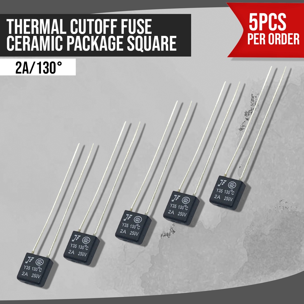 🟧 5PCS Thermal Cutoff Fuse 130°Celsius 2A 250VAC Black Ceramic Package ...
