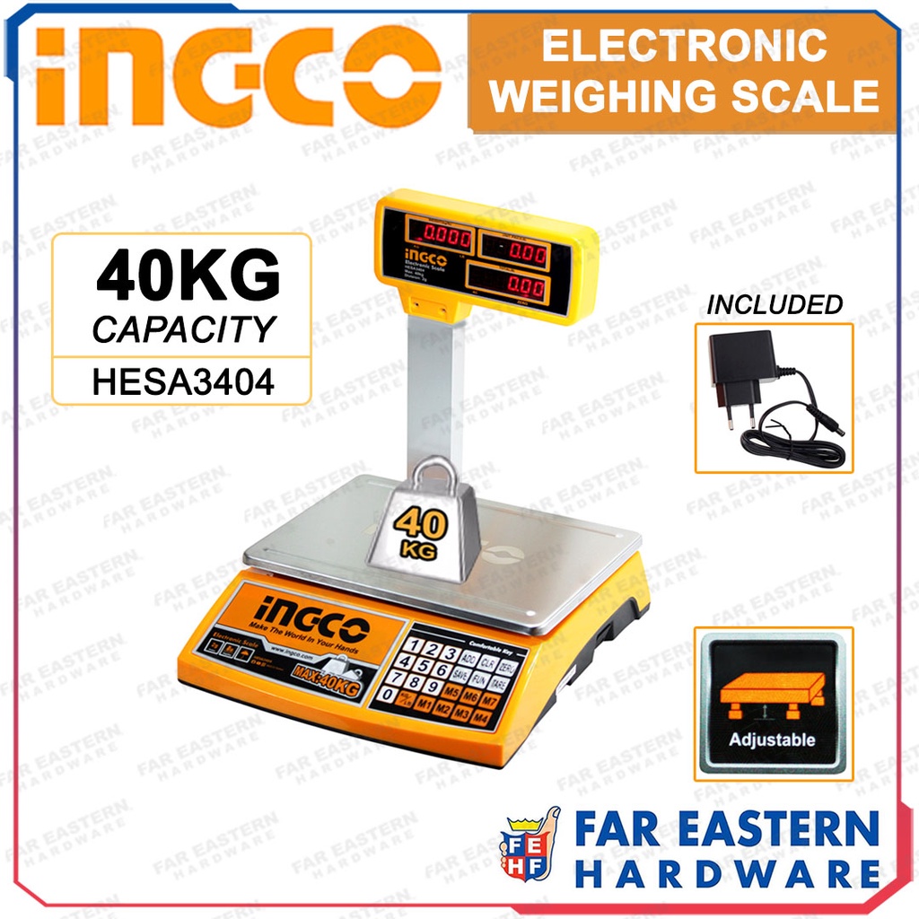 INGCO Electronic Weighing Scale Digital 40kg HESA3404 INMT | Shopee ...