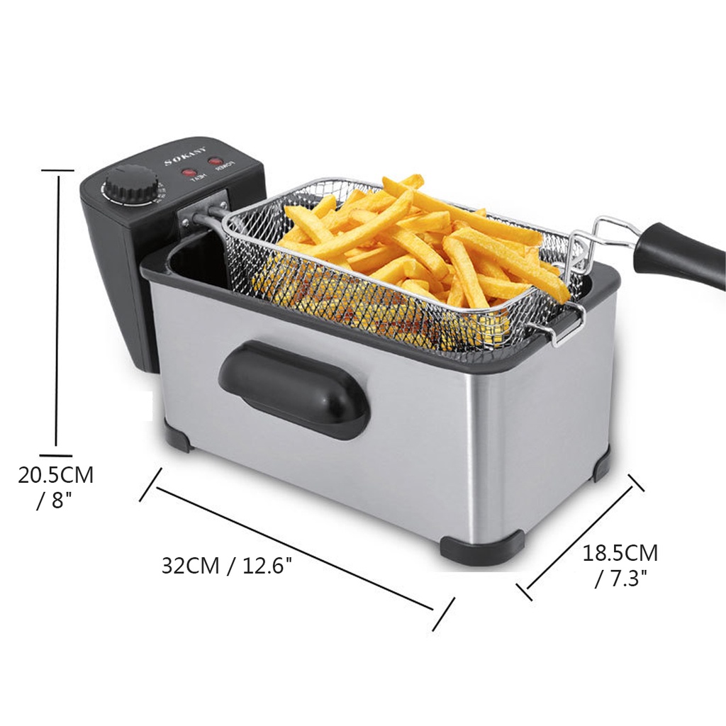3.5 L Electric Deep Fryer Stainless Steel French Fries Chicken Frying ...