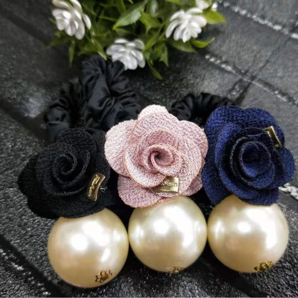 Korea Elegant Artificial Rose Ponytail Women Pearl Hair Tie Fashion ...