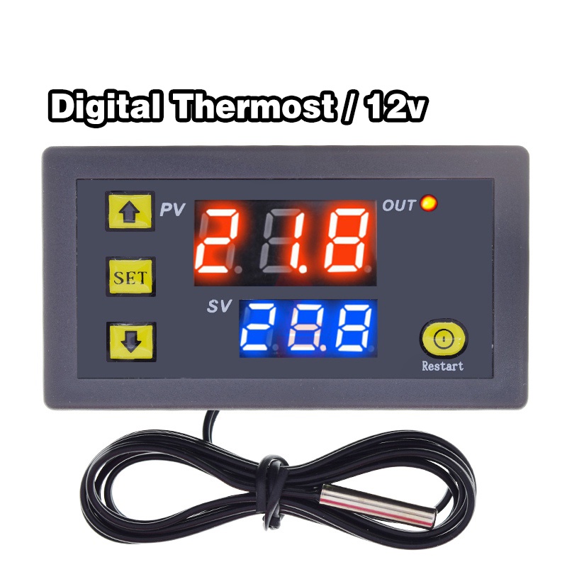 Digital Temperature Controller LED Display Thermostat W3230 DC 12V Heating Cooling Thermostat ...