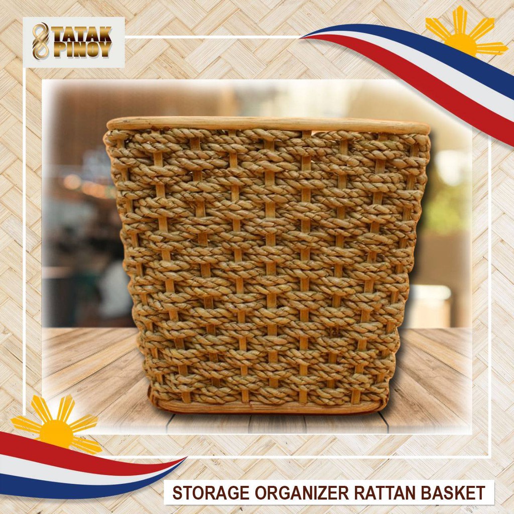 TATAK PINOY Rattan Basket Storage Baskets Shelf Organizer Container ...