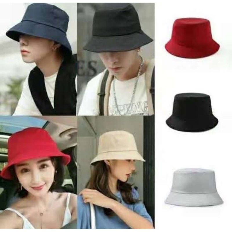 Bucket hat unisex cap back to back colors makapal waway cap | Shopee ...