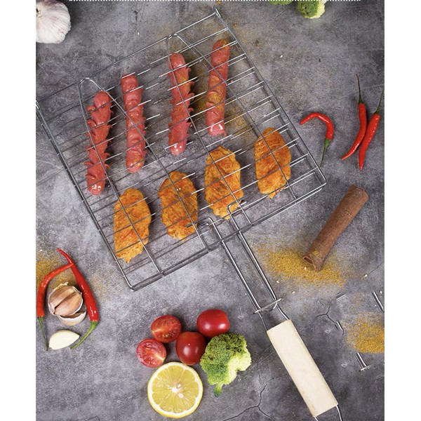 Stainless Steel Rectangle BBQ Grill Outdoor Camp Barbecue Net Rack with ...