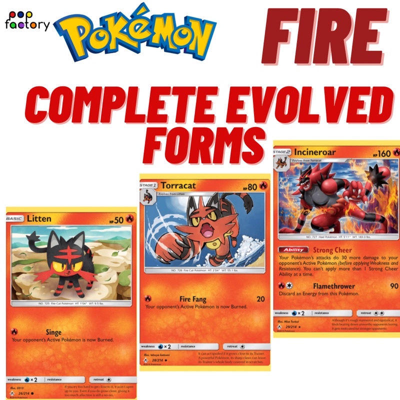 FIRE type COMPLETE Evolution Card Set Pokemon TCG Cards | Shopee ...
