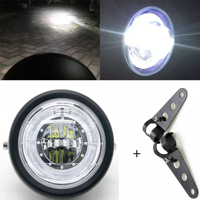 ASTRONT Motorcycle Cafe Racer Headlight Modified Retro Metal Headlight ...