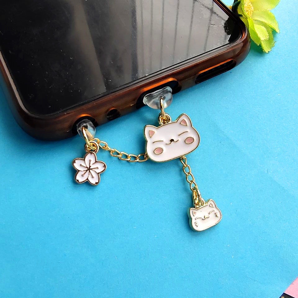 Mobile Phone Dust Plug diy Couple Cute Cute Black White Kitty Mobile ...