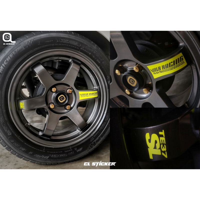 VOLK RACING Logo Sticker Fluorescent Rossi Yellow For TE37 Wheels ...