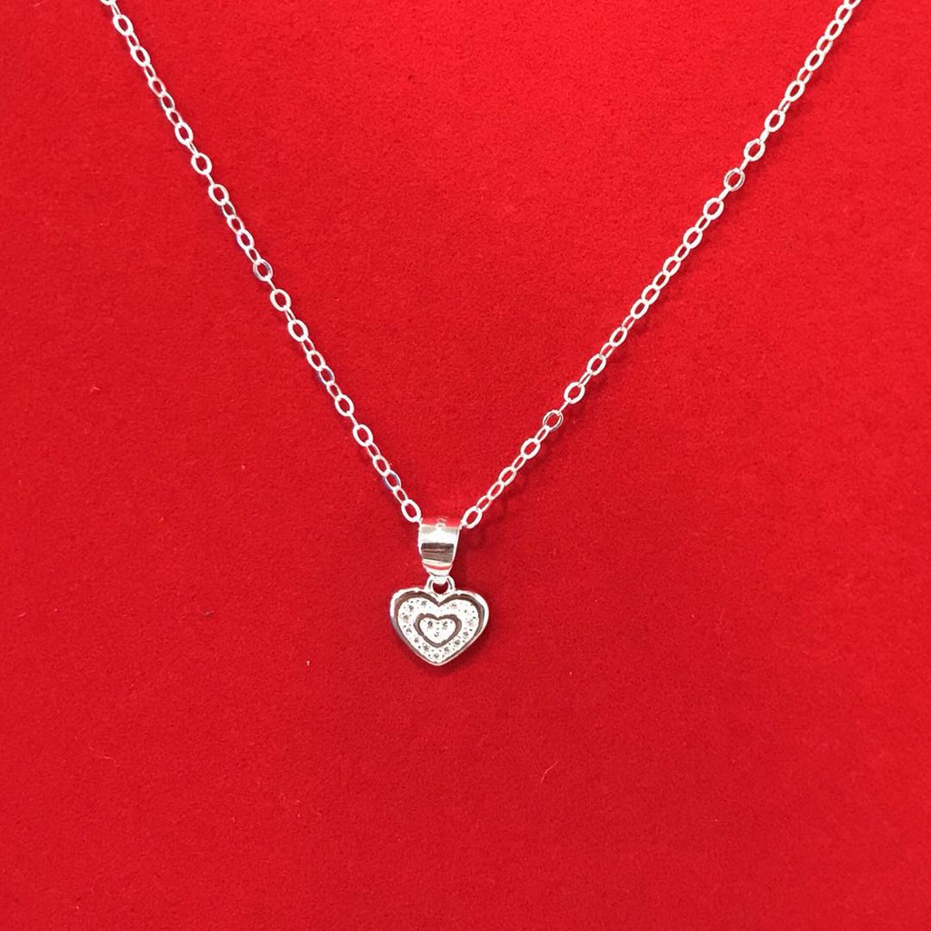 MX176 Italy Silver 925 Women Long Chain Simple Fashion Heart Pendant ...