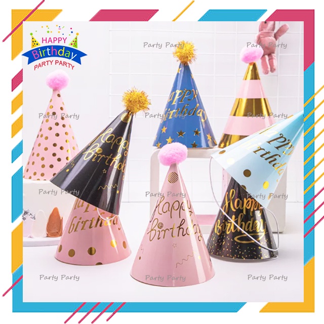 𝐏𝐚𝐫𝐭𝐲 𝐏𝐚𝐫𝐭𝐲 1pc Kids Hat Paper Party Hat with Garter Happy Birthday ...