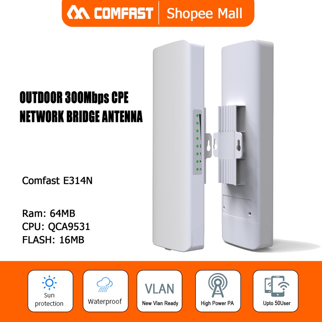 Comfast E314N V2 Outdoor CPE 300Mbps 2.4Ghz Network Wireless AP Bridge Dual 2*14dBi WI-FI ...