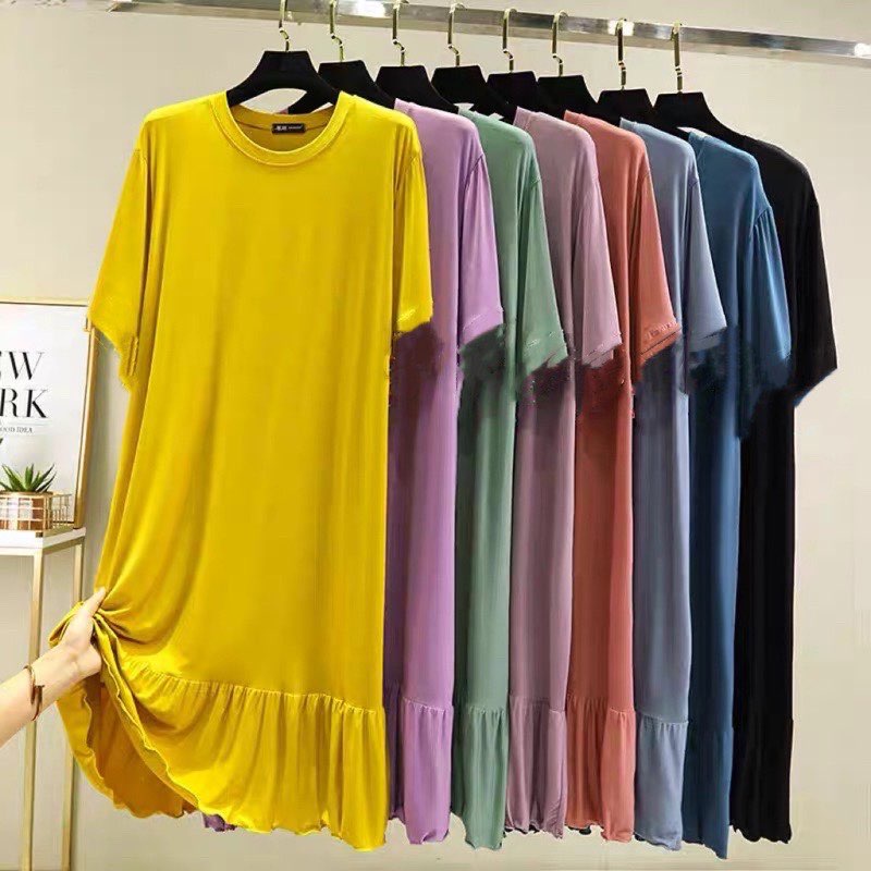 @FOREVER COD NEW plus size ruffled plain daster 4xl fit | Shopee ...