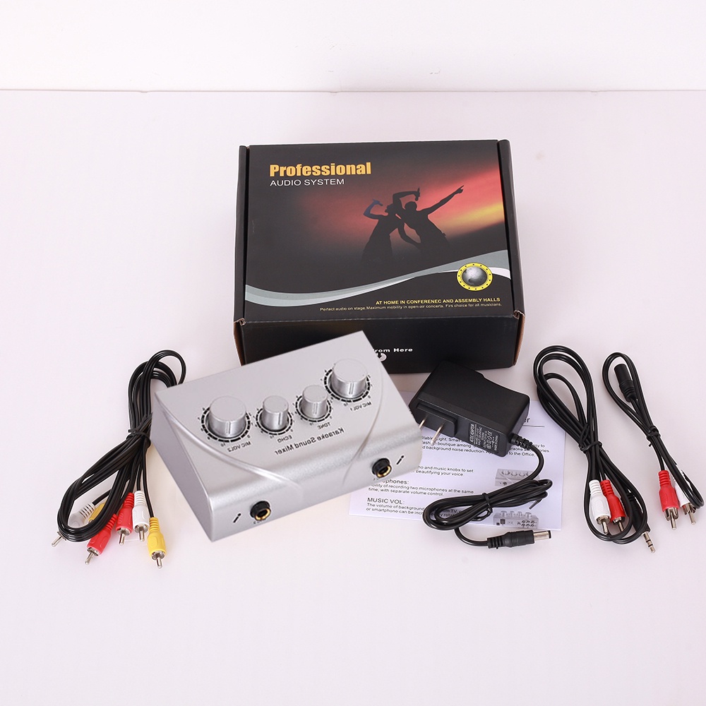 Audio Mixer Amplifier Portable Dual Mic Inputs For Amplifier & Microphone Karaoke Echo Mixer【COD ...