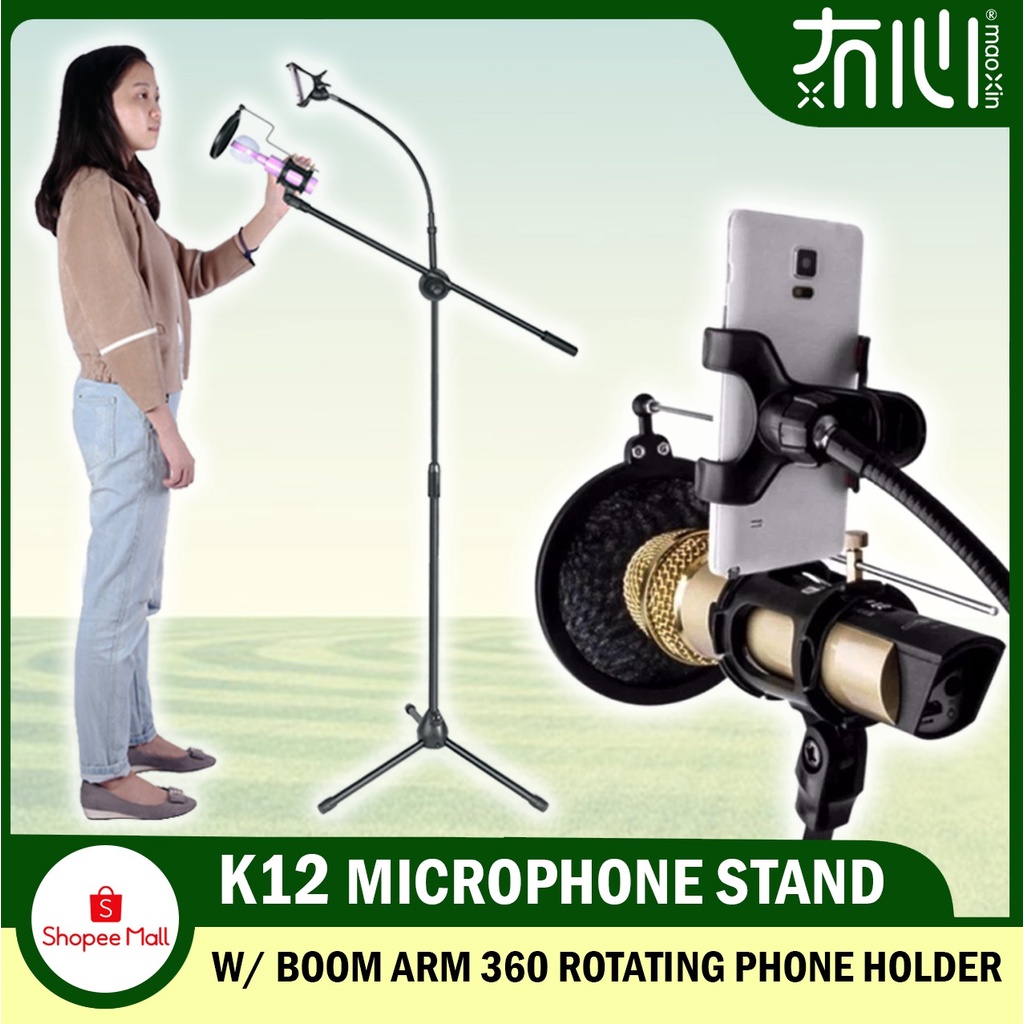 MX MALL K12 Portable Microphone Mic Long Stand For Wireless Bluetooth ...