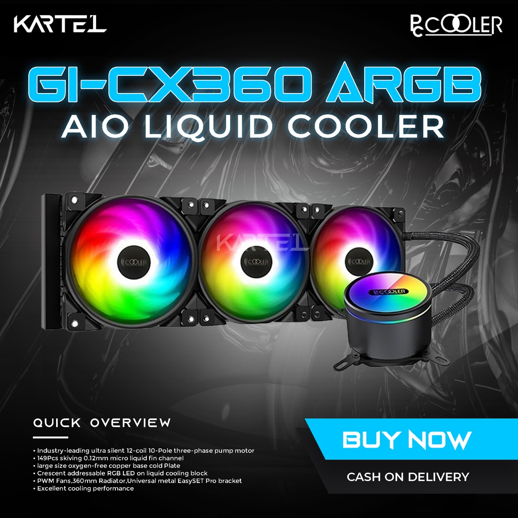 PCCOOLER GI-CX360 ARGB LIQUID CPU COOLER 360mm PC COOLER GI CX360 ...