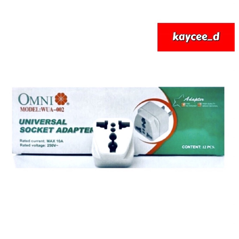 Omni Universal Socket Adapter-- Box (12 Pcs.) 10A 250V WUA-002 | Shopee ...