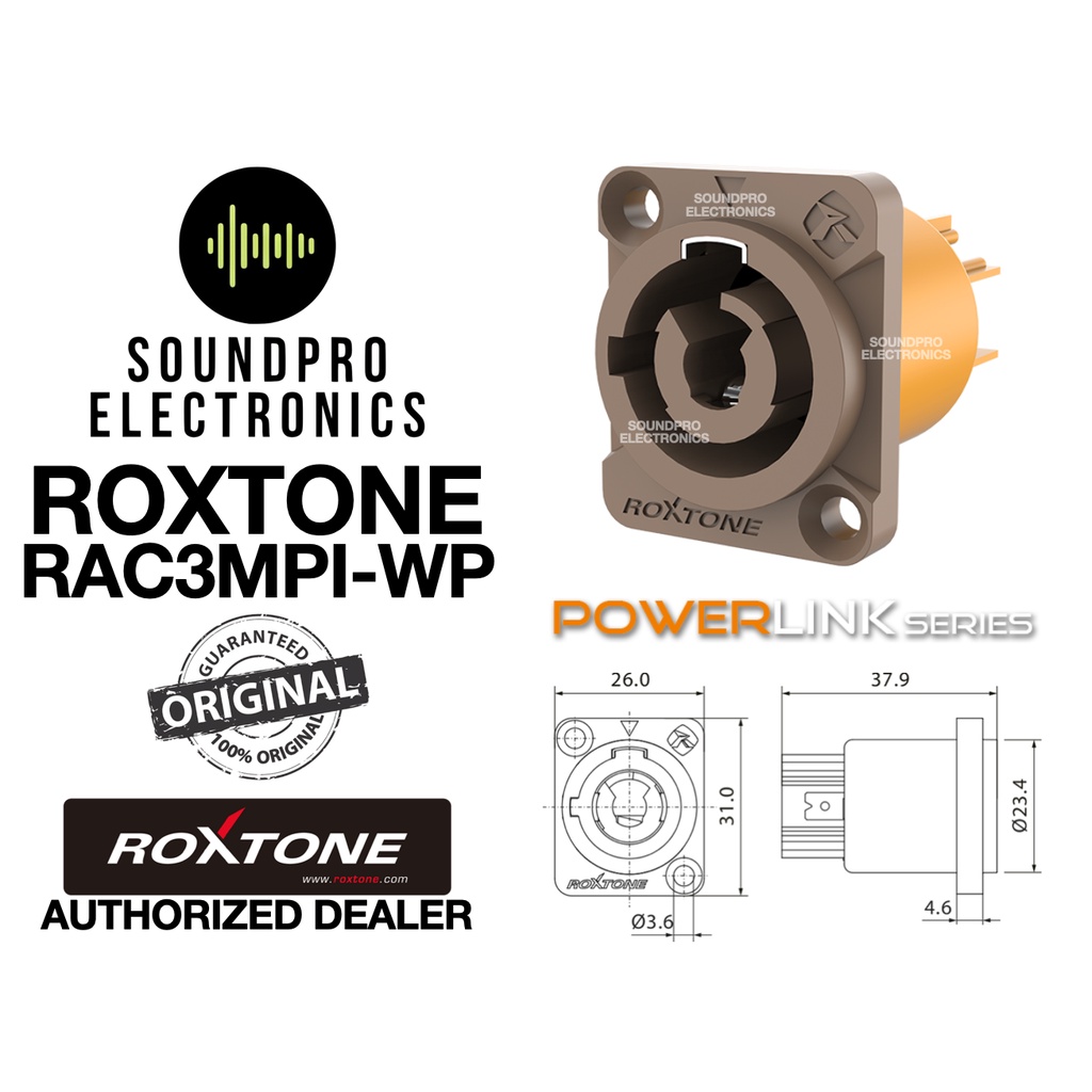 ROXTONE RAC3MPI-WP 3 Pole AC Power-IN MALE WATERPROOF POWER IN SOCKET | Shopee Philippines