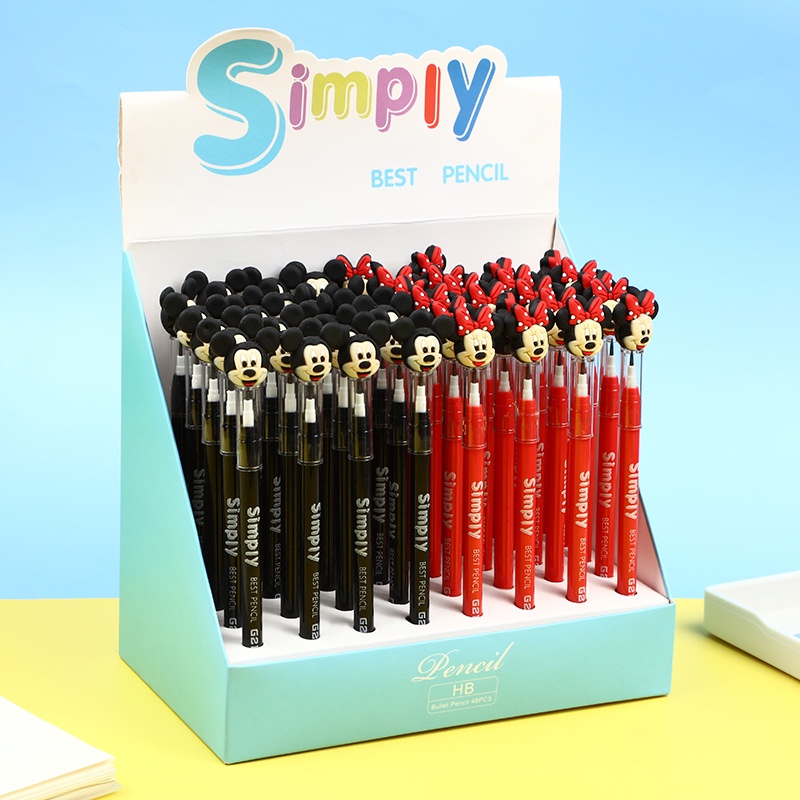 4pcs/set Cartoon Mickey Mouse Doll non-sharpening pencil HB Lead Sketch ...