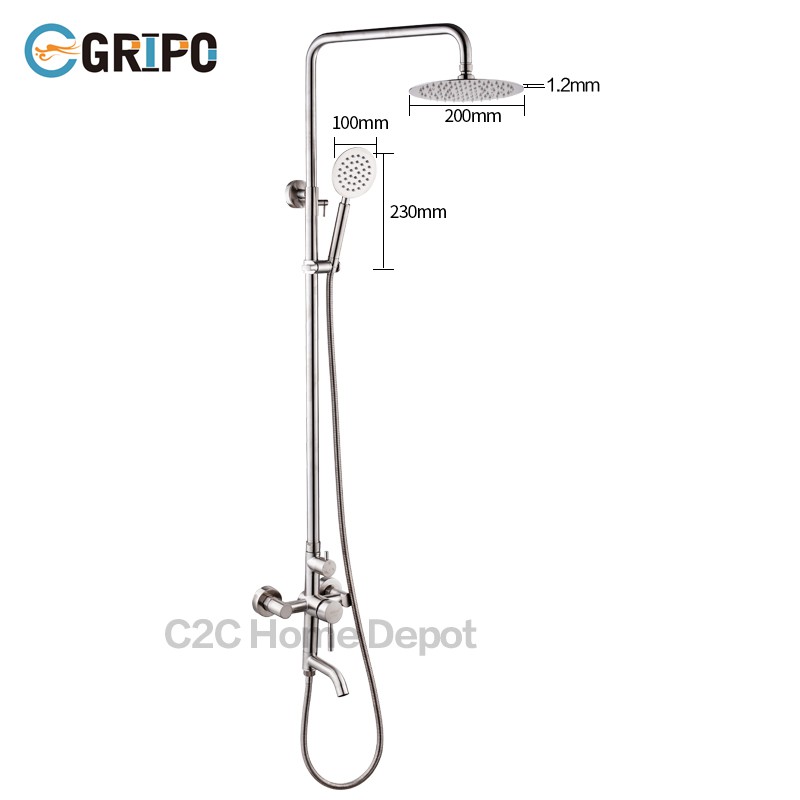 GRIPO 304 stainless matte finish bath shower set (GP5805) | Shopee ...
