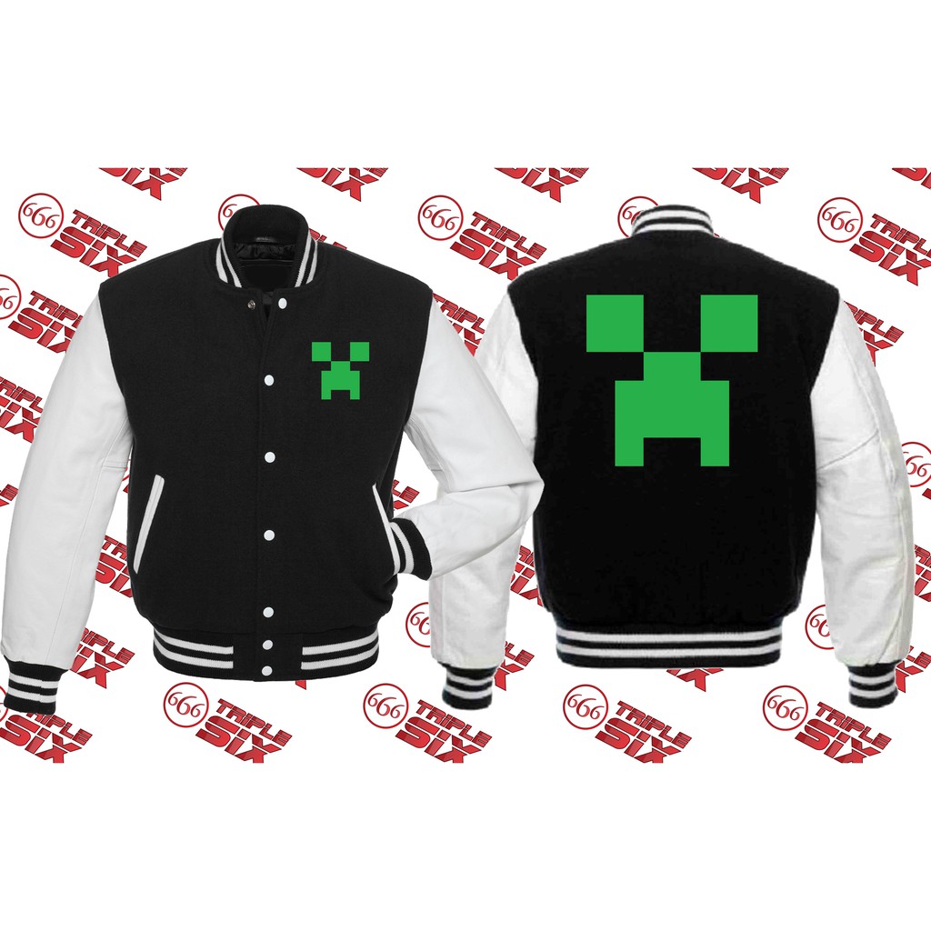 Minecraft Creeper Logo Gamer Baseball Varsity Jacket | Shopee Philippines