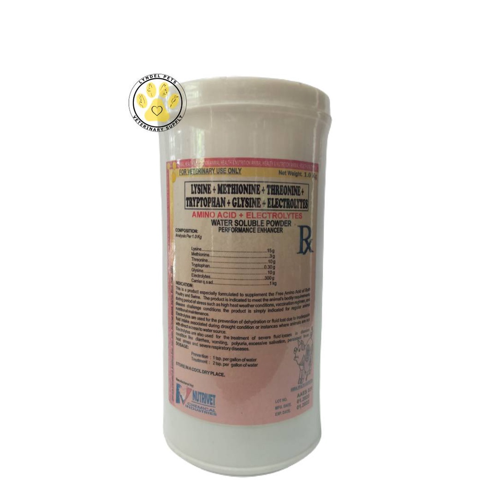 NUTRIVET Amino Acid + Electrolytes (1 kg) Water Soluble Powder CANISTER ...