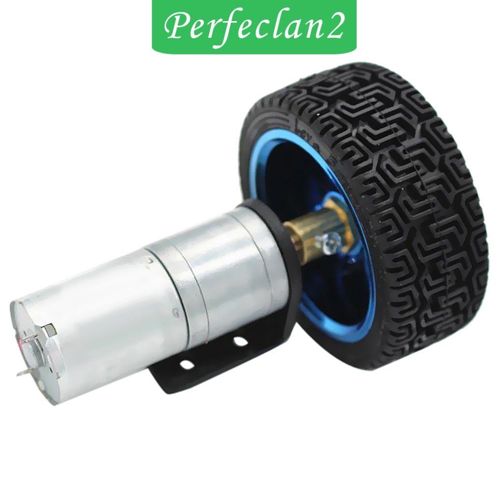 Stock] DC 12V Gear Motor 4mm Shaft with Mounting Bracket 65mm Wheel ...