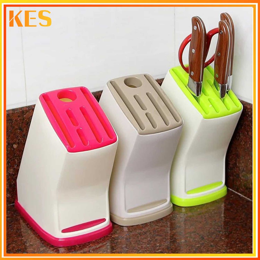 kes* Kitchen plastic knife holder Multi-function knife storage rack ...