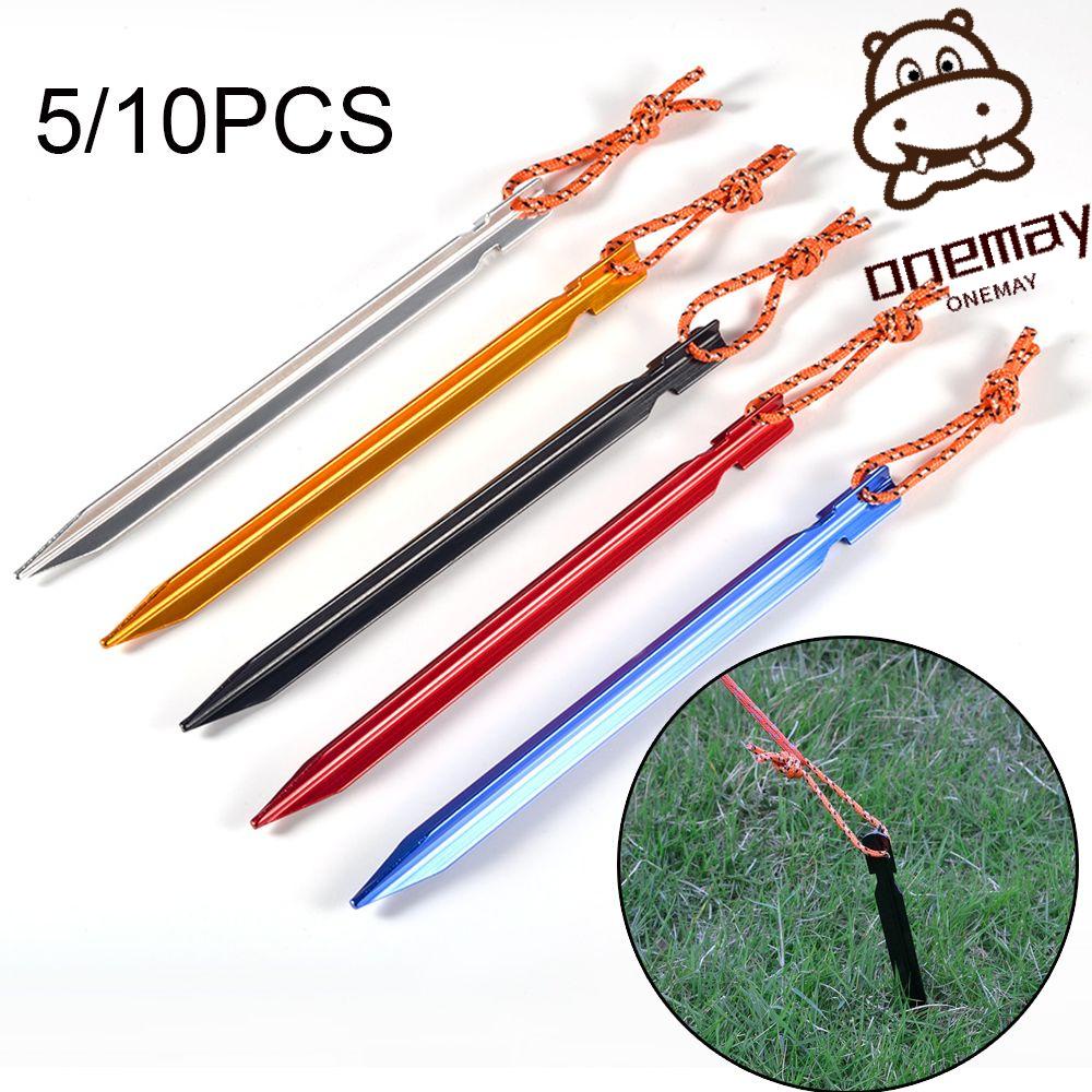MAYSHOW 5/10pcs 18cm Camping Tent Peg Stakes Red Triangular Stake Nail ...