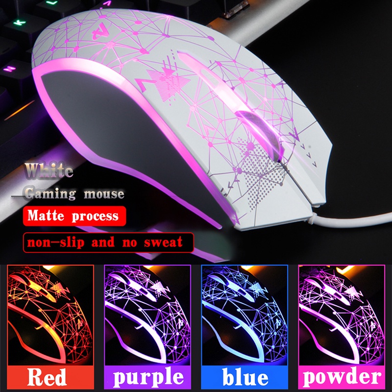 Ajazz AJ119 Gaming Mouse White/Black RGB Backlit Wired Game Mouse Optical Sensor 3200DPI ...