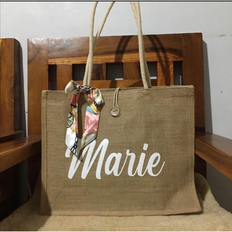 Personalized Abaca Tote bag (Vinyl Print with twily) | Shopee Philippines