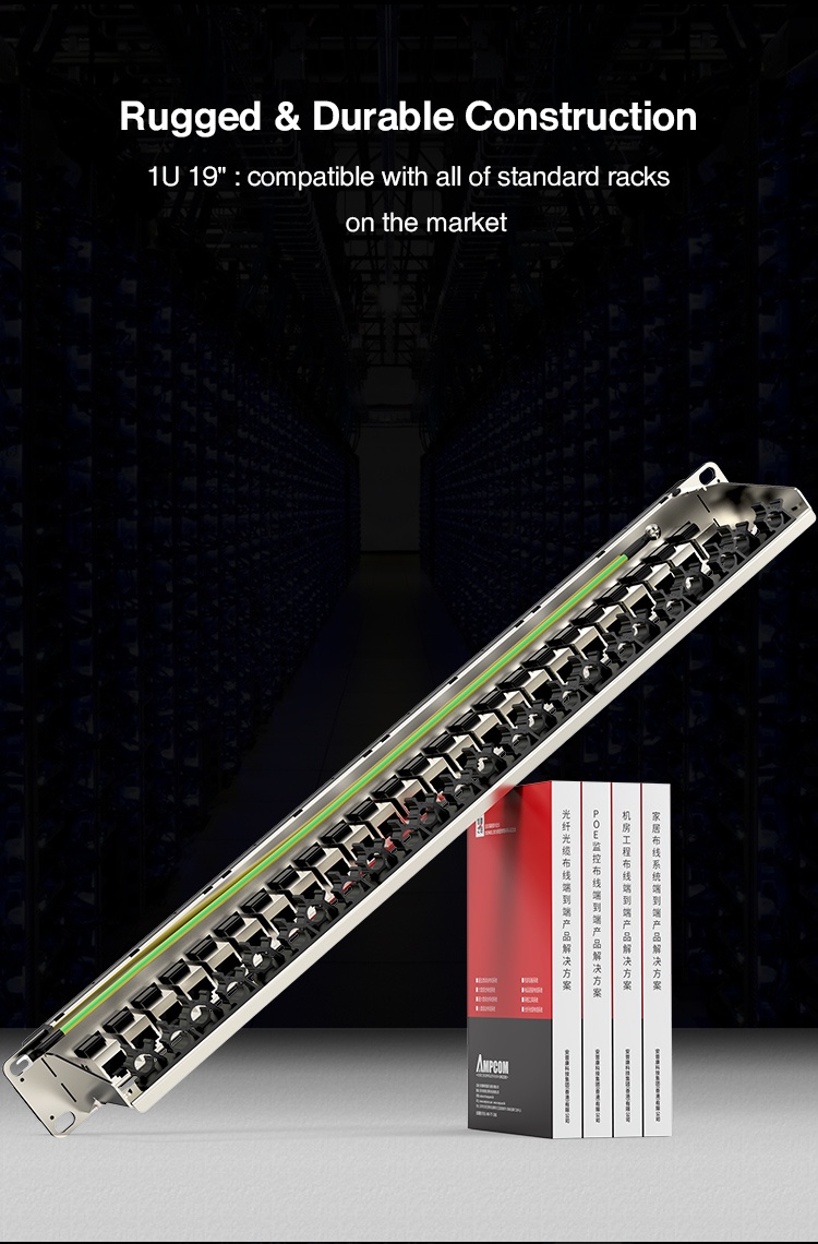 AMPCOM 24 Port Patch Panel, CAT7 RJ45 Coupler Shielded Thru Coupler ...