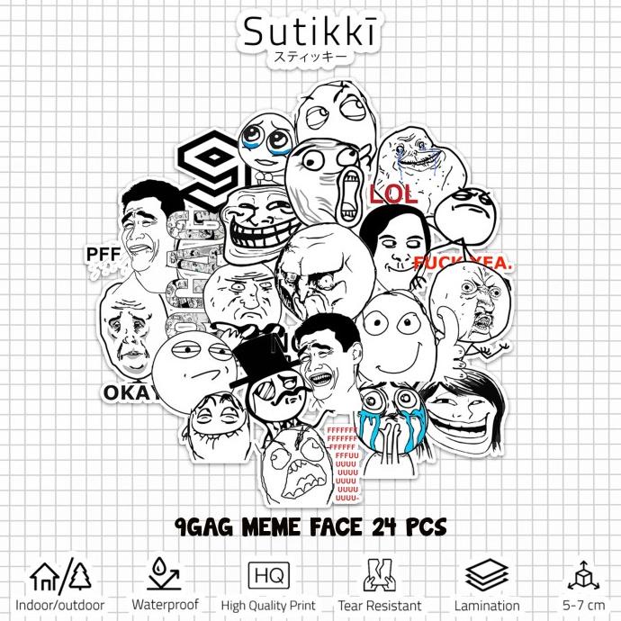 Sticker Pack Logo 9gag Meme Face 9 gag Trollface Troll Laptop Stickers ...