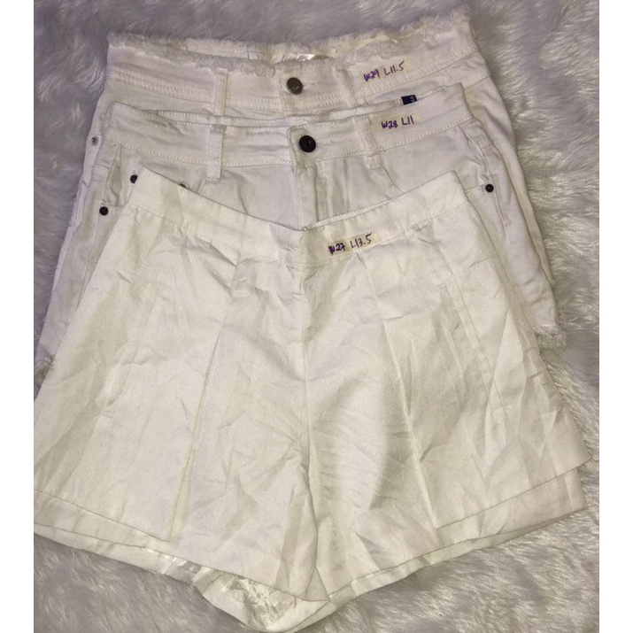 (WASHED) NEW ARRIVAL! White/ Cream Preloved SHORTS | Shopee Philippines