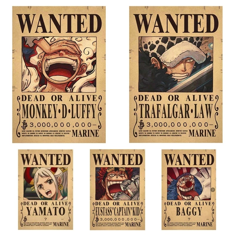 One Piece Wanted Bounty Order 30 Billion Nicarluffy Kraft Paper Retro ...
