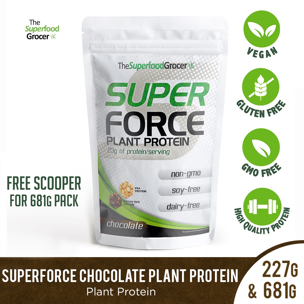 The Superfood Grocer Super Force Plant Vegan Protein Powder Chocolate ...